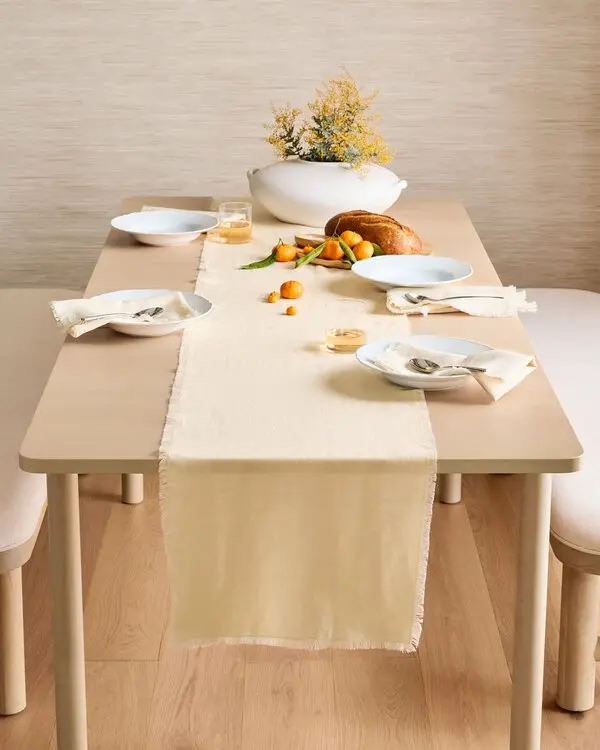 Quince European Linen Fringe Table Runner - Natural