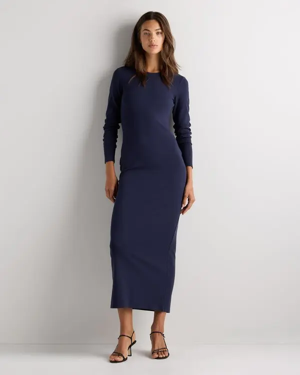 Quince Long Sleeve Knit Maxi Dress - Deep Navy