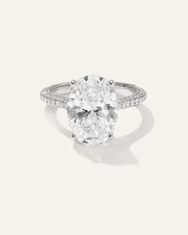 Quince Lab Grown Diamond Oval Pave Cathedral Ring - White Gold