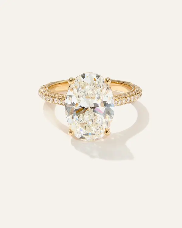 Quince Lab Grown Diamond Oval Pave Cathedral Ring - Yellow Gold