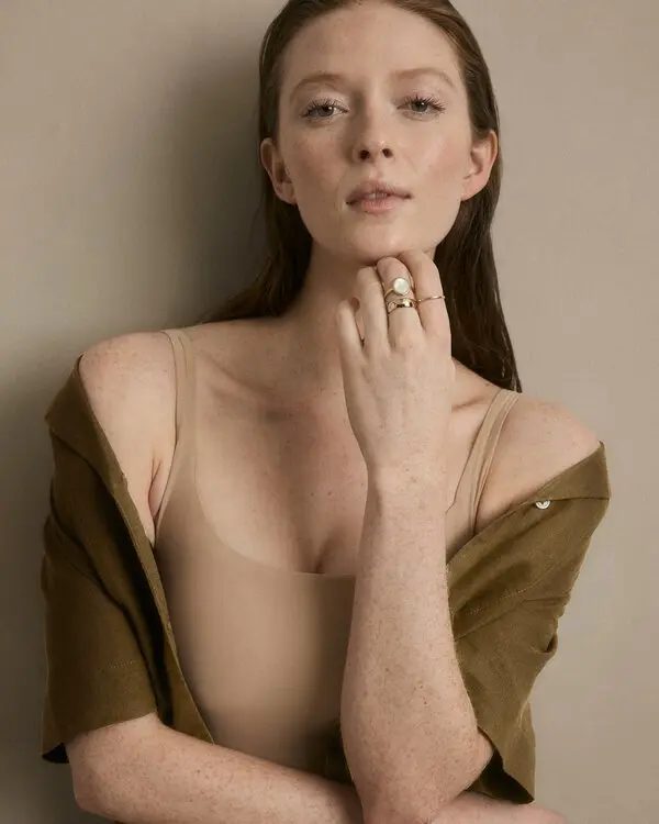 Quince Second Skin Square Neck Tank Bodysuit - Sand