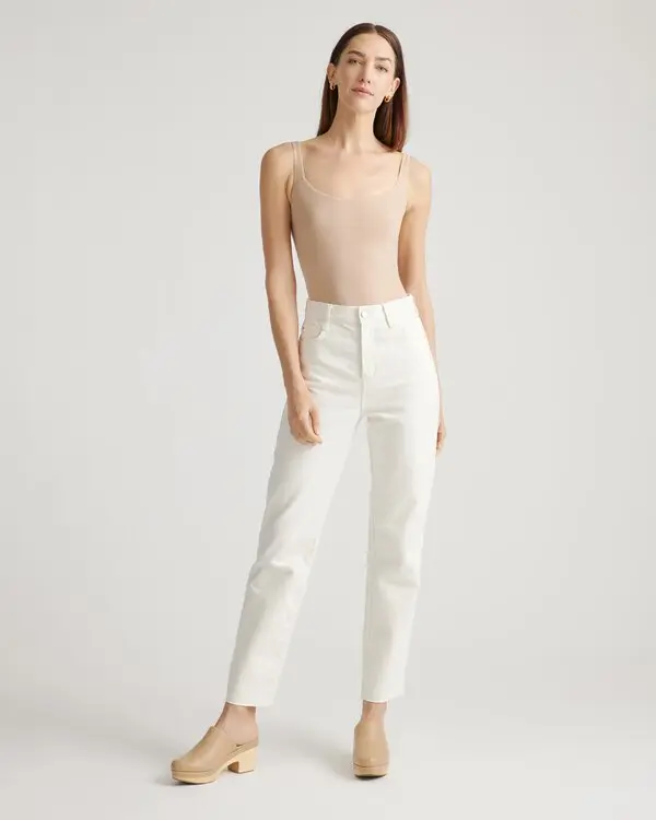 Quince Second Skin Square Neck Tank Bodysuit - Sand