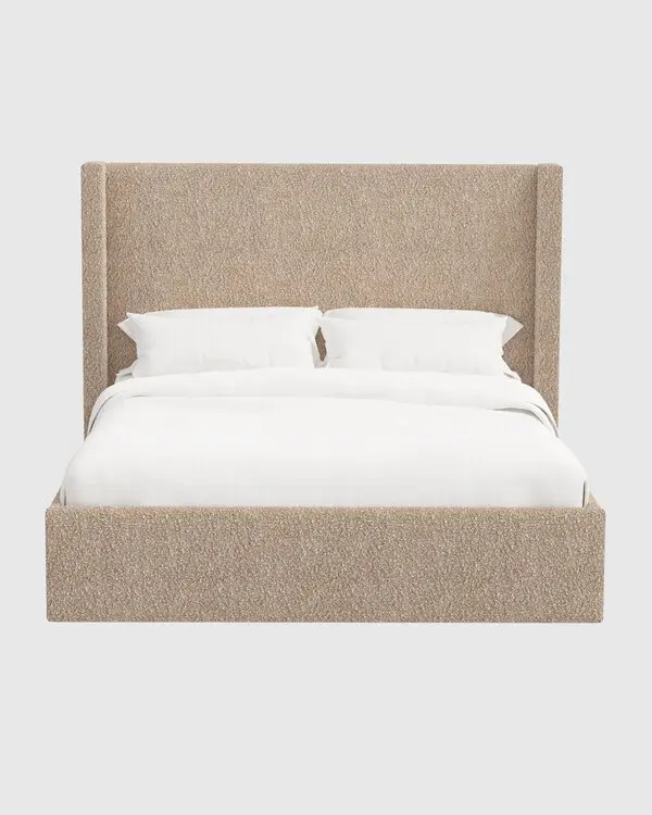 Quince Plush Boucle Wingback Bed - Camel