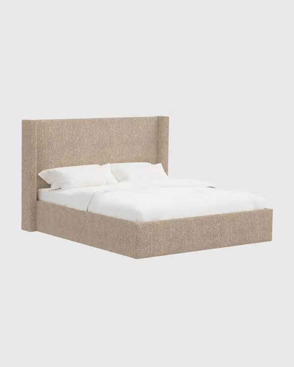 Quince Plush Boucle Wingback Bed - Camel