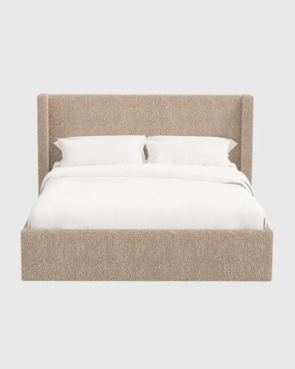 Quince Plush Boucle Wingback Bed - Camel