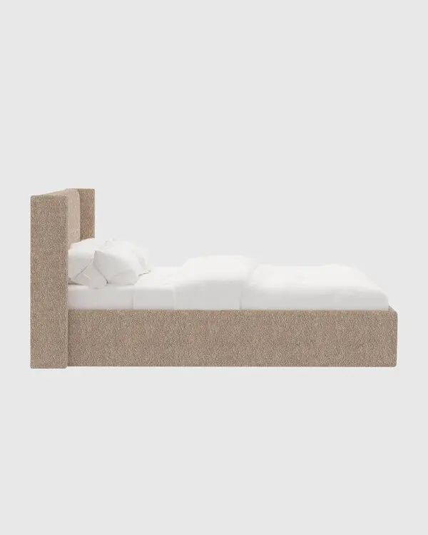 Quince Plush Boucle Wingback Bed - Camel