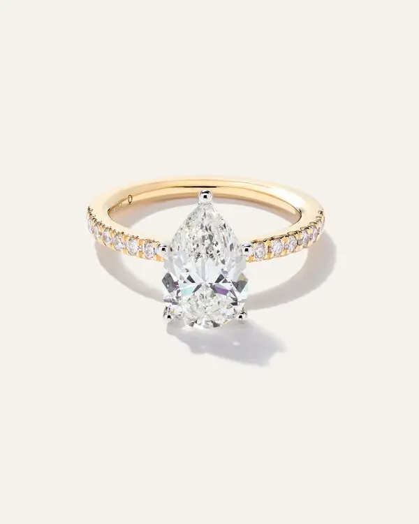 Quince Lab Grown Diamond Pear Petite Pave Engagement Ring - Yellow Gold