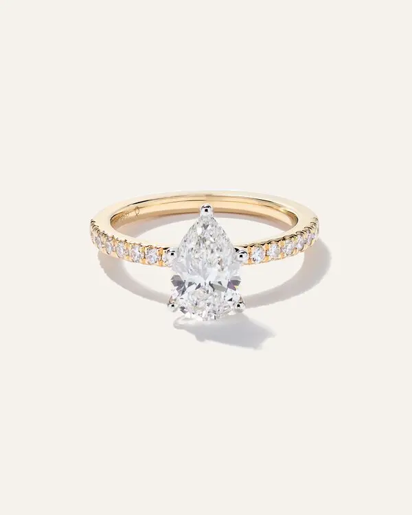 Quince Lab Grown Diamond Pear Engagement Ring - Yellow Gold