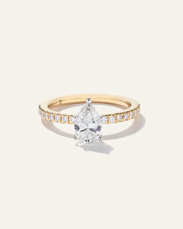 Quince Lab Grown Diamond Pear Engagement Ring - Yellow Gold