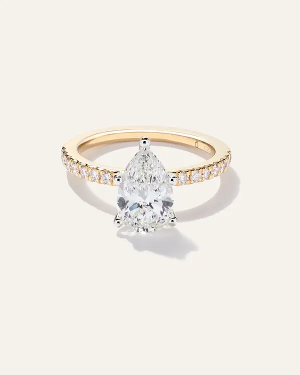 Quince Lab Grown Diamond Pear Pave Engagement Ring - Yellow Gold