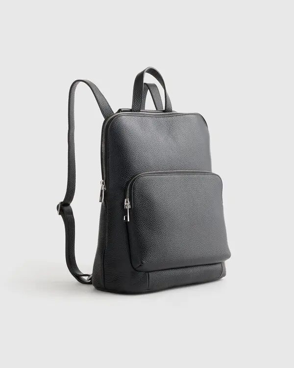 Quince Italian Leather Convertible Backpack - Black