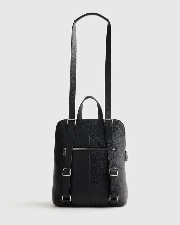 Quince Italian Leather Convertible Backpack - Black