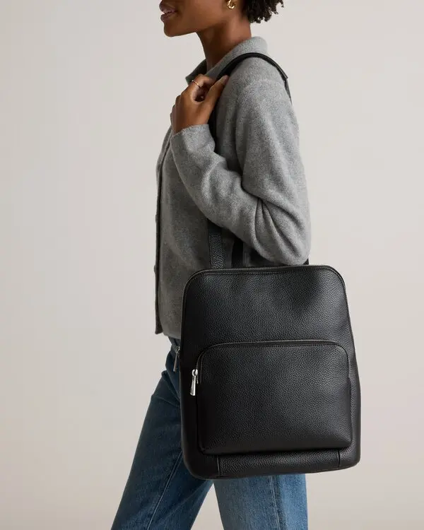 Quince Italian Leather Convertible Backpack - Black