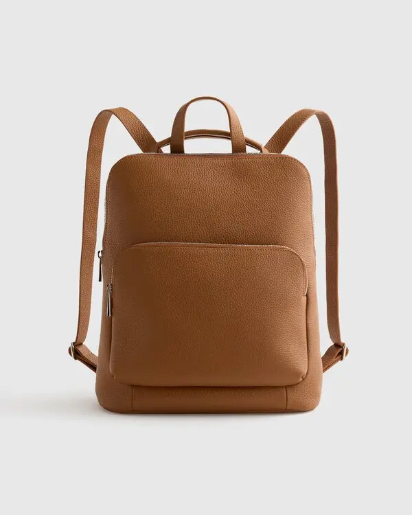 Quince Italian Leather Convertible Backpack - Cognac