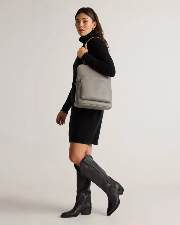 amerileather quince leather convertible backpack Urban Buckle Flap Backpack; Dark Brown The sturdy leather carrying handle let you transport the bag without using the back straps Women's Italian Leather Mini Convertible