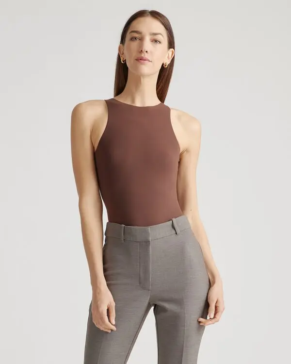 Quince Second Skin High Neck Bodysuit - Cocoa