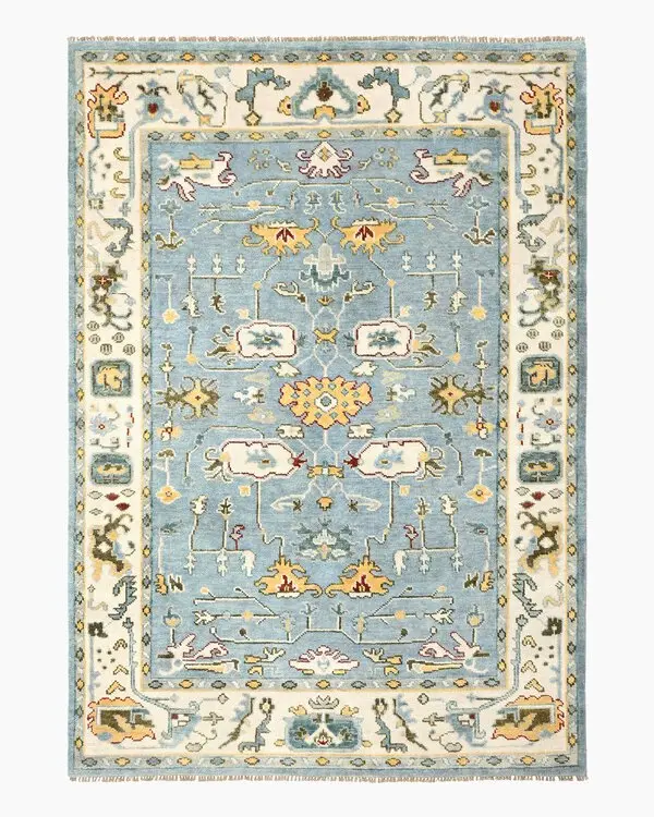 Quince Artemis Hand-knotted Wool Rug - Light Blue