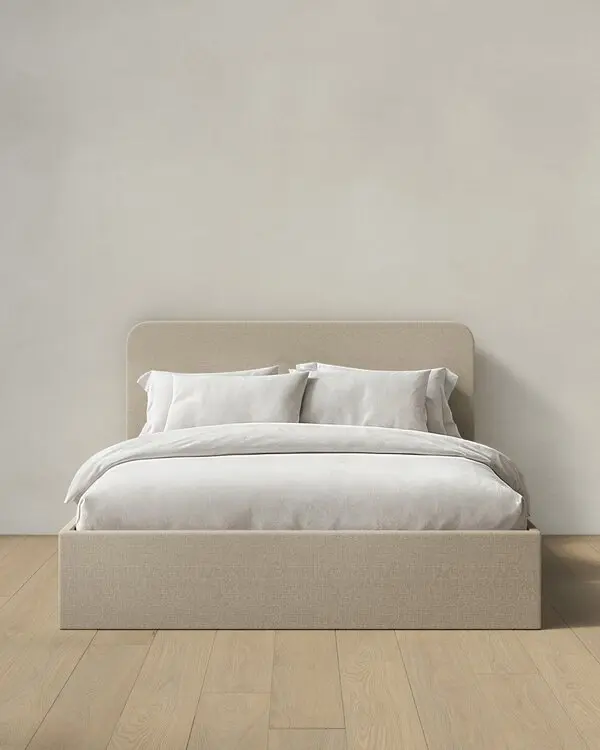 Quince 100% Linen Curved Bed - Flax