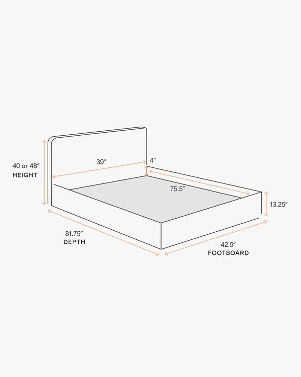 Quince 100% Linen Curved Bed - Navy