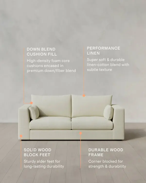 Quince Oasis Sofa In Performance Linen - Ivory