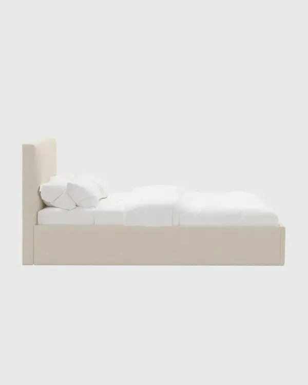 Quince 100% Linen Square Bed - Canvas