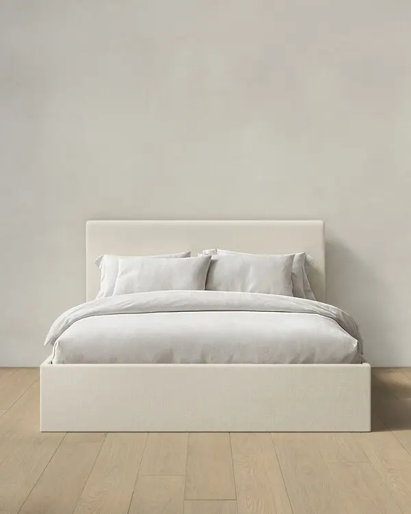 Quince 100% Linen Square Bed - Canvas