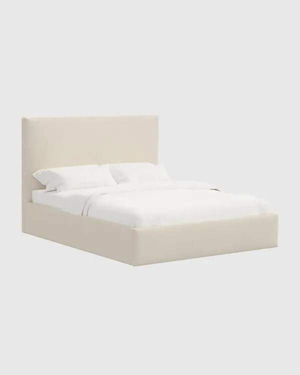 Quince 100% Linen Square Bed - Canvas