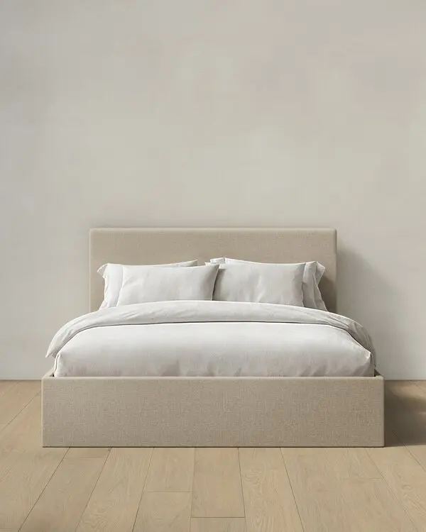 Quince 100% Linen Square Bed - Flax
