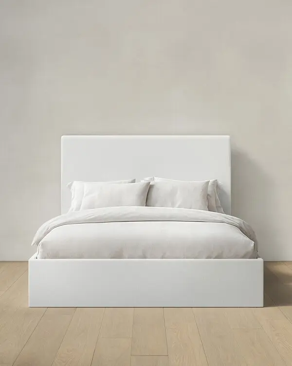 Quince 100% Linen Square Bed - White