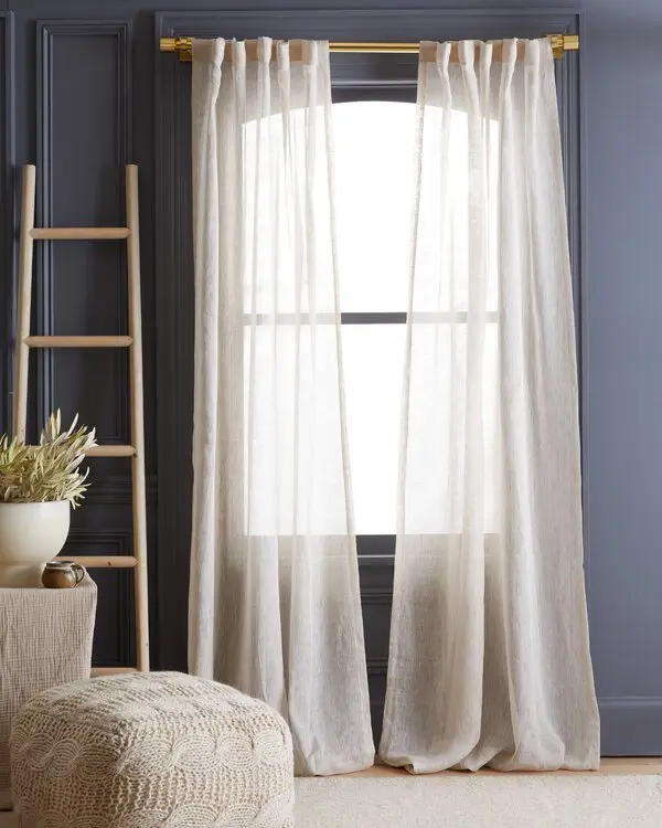 Quince European Linen Sheer Curtain Set - Flax