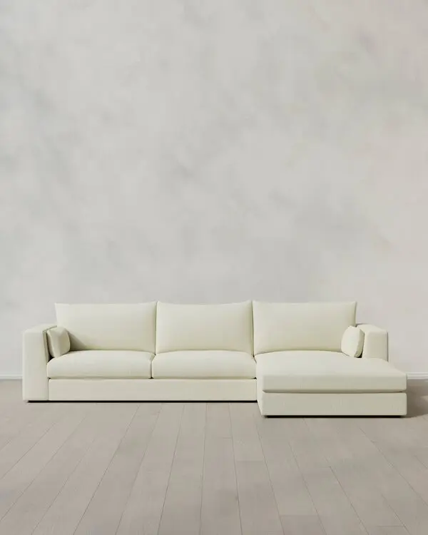 Quince Oasis Chaise Sectional In Performance Linen - Ivory