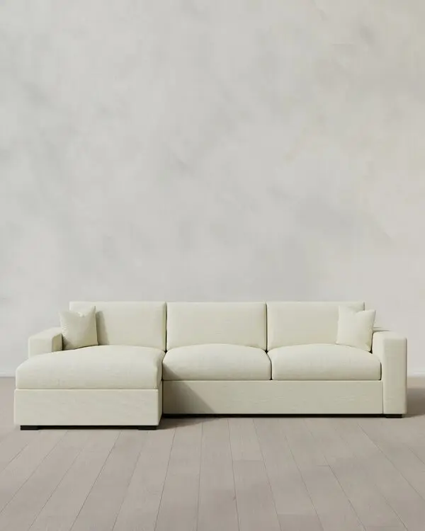 Quince Oasis Chaise Sectional In Performance Linen - Ivory