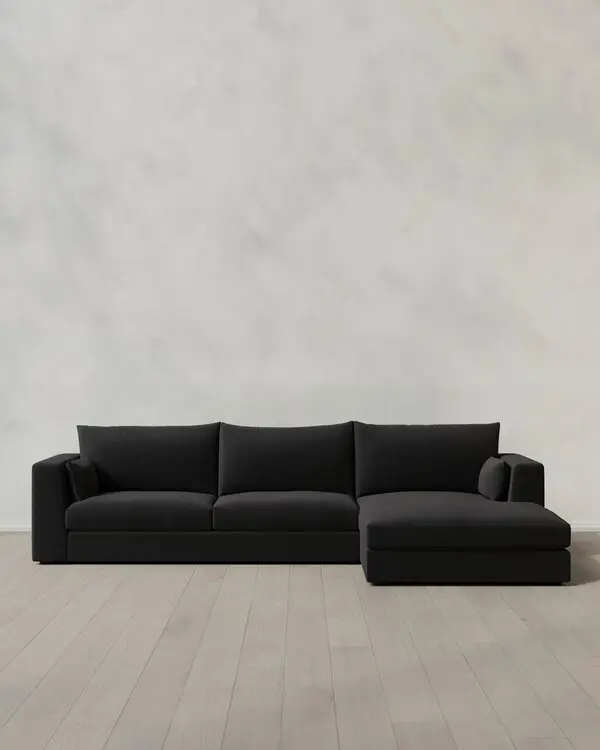 Quince Oasis Chaise Sectional In Performance Linen - Onyx