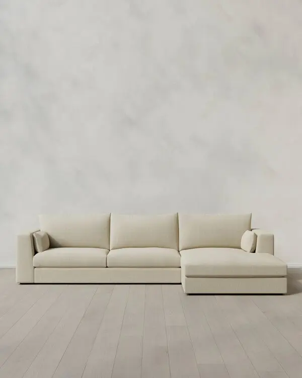 Quince Oasis Chaise Sectional In Performance Linen - Sand