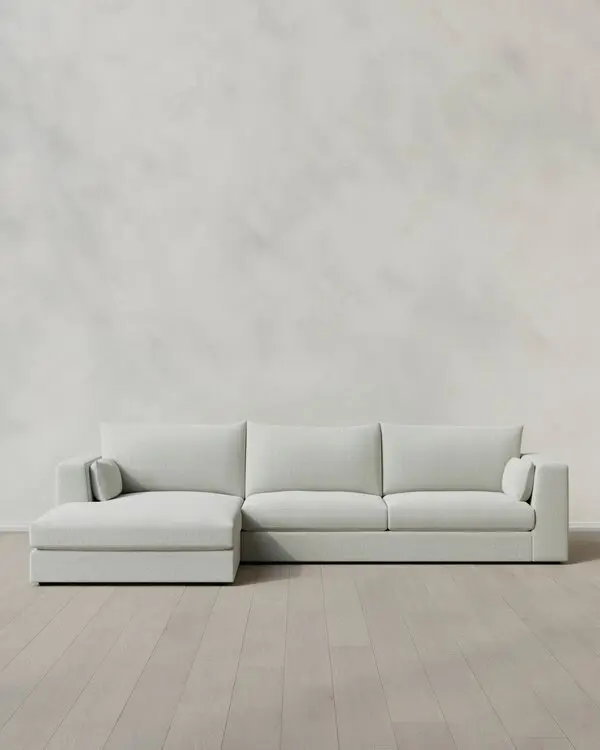 Quince Oasis Chaise Sectional In Performance Linen - Silver