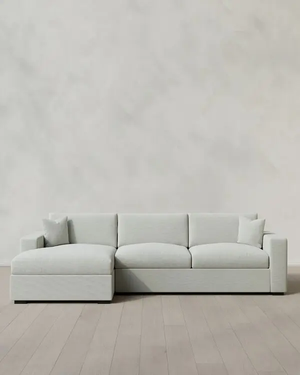 Quince Oasis Chaise Sectional In Performance Linen - Silver