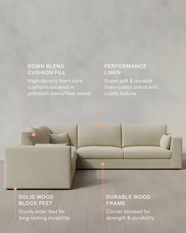 Quince Oasis L Sectional In Performance Linen - Sand