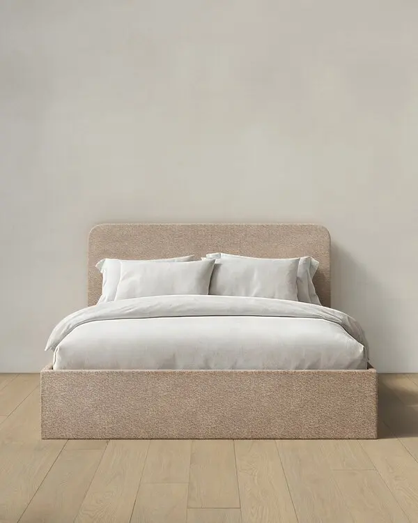 Quince Plush Boucle Curved Bed - Camel