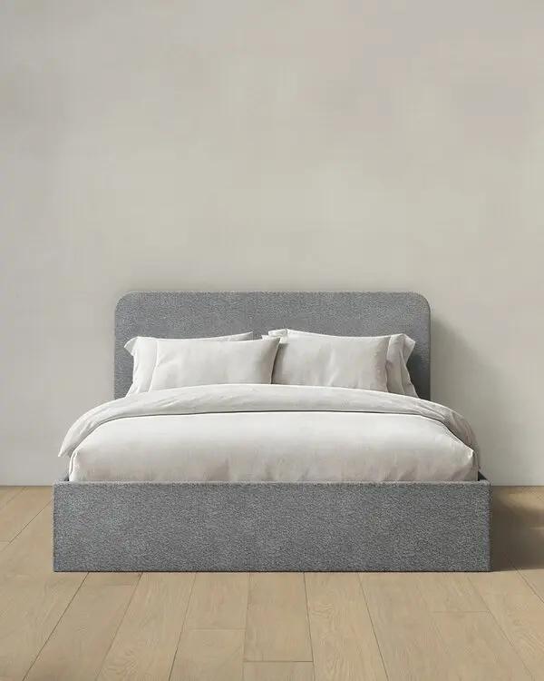 Quince Plush Boucle Curved Bed - Grey