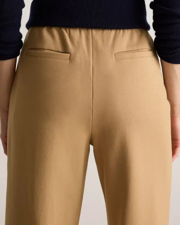 Quince Organic Cotton Double Knit Wide Leg Pants - Soft Camel