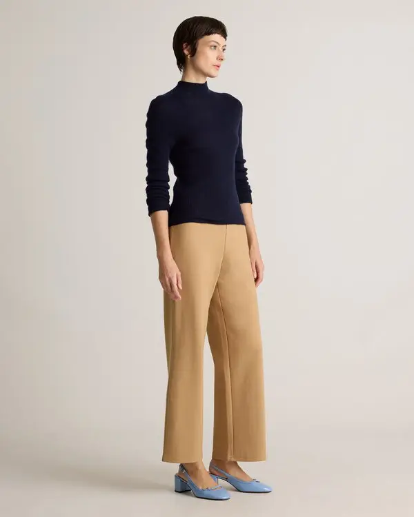 Quince Organic Cotton Double Knit Wide Leg Pants - Soft Camel