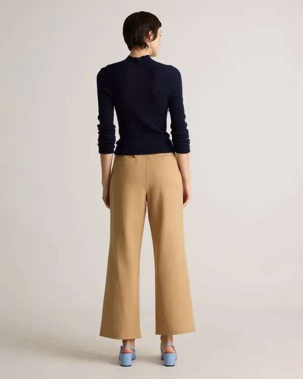 Quince Organic Cotton Double Knit Wide Leg Pants - Soft Camel