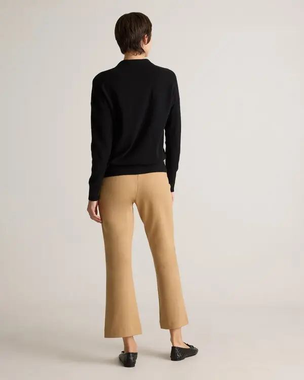 Quince Organic Cotton Double Knit Kick Flare Trousers - Soft Camel