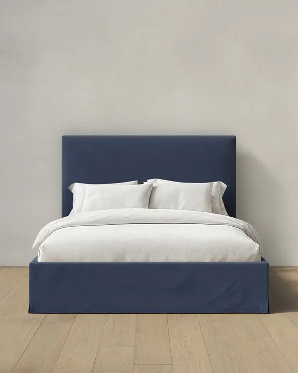 Quince Slipcover Bed In 100% Linen - Navy