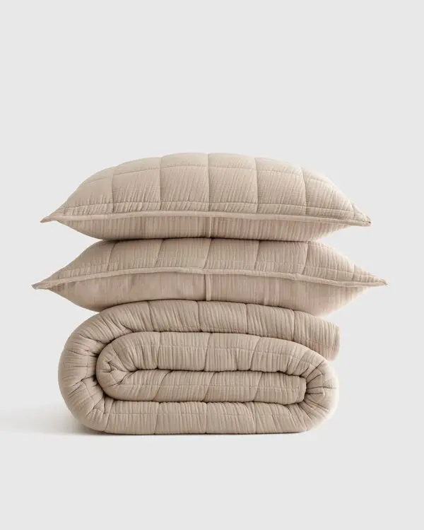 Quince Gauze Box Quilt Set - Dune
