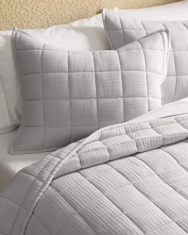 Quince Gauze Box Quilt Set - Light Grey
