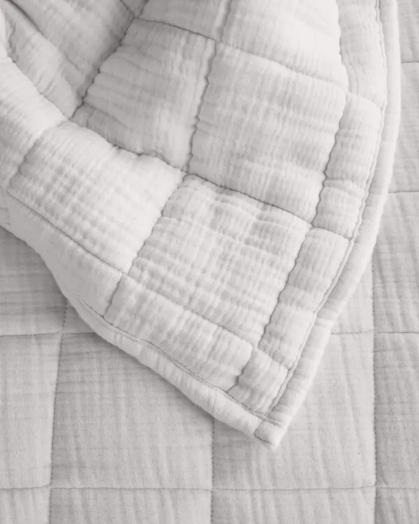 Quince Gauze Box Quilt Set - Light Grey