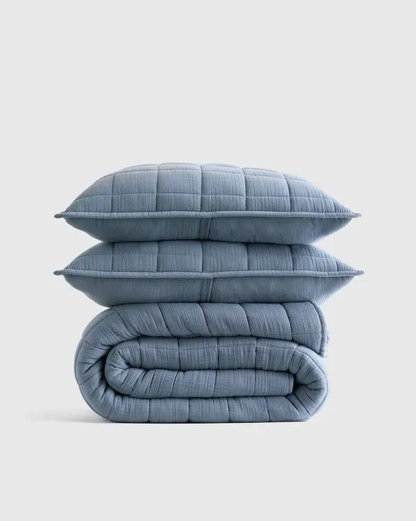 Quince Gauze Box Quilt Set - Mineral