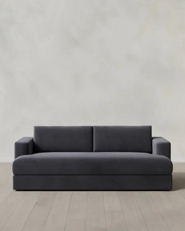 Quince Sierra Curved Arm Performance Velvet Sofa - Gunmetal