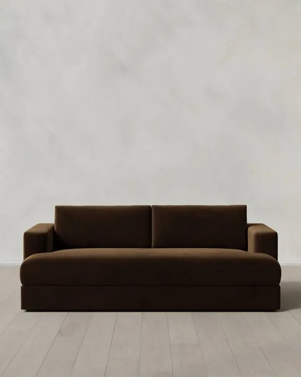 Quince Sierra Curved Arm Performance Velvet Sofa - Java